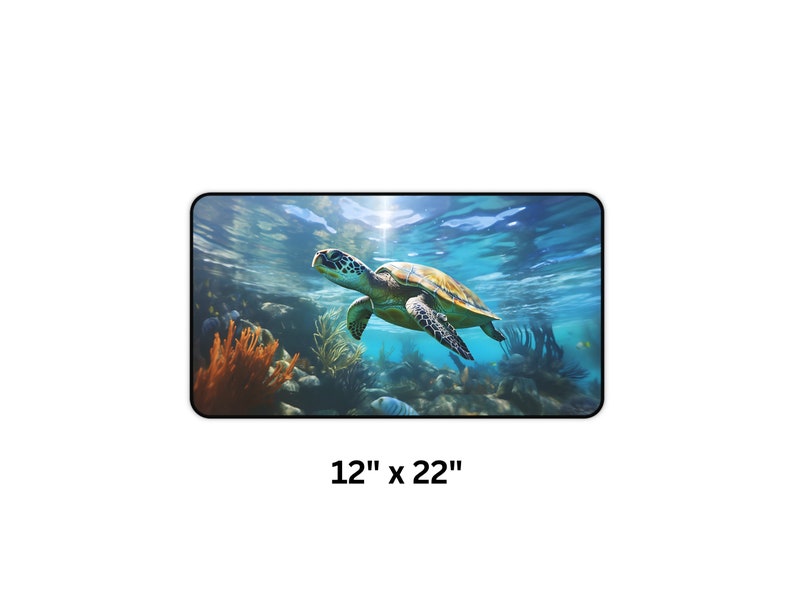 Sea Turtle Desk Mat, Ocean Desk Mat, Blue Desk, Computer Desk Mat ...