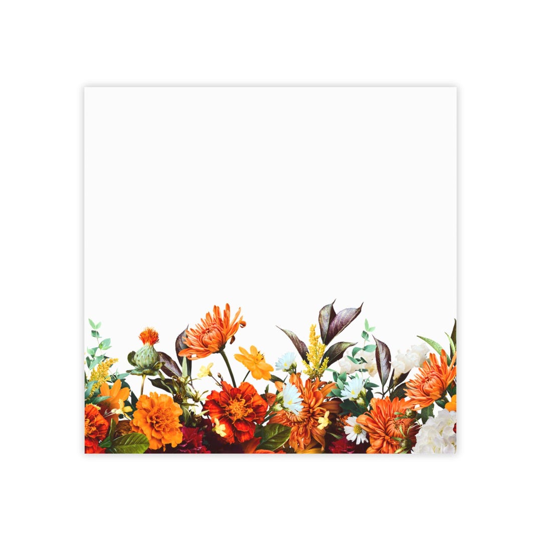 Orange Floral Post-it® Note Pads, Orange Flower Sticky Notes, Floral ...