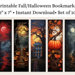 Printable Halloween Bookmarks, Autumn Bookmark Printble, Halloween Fall ...