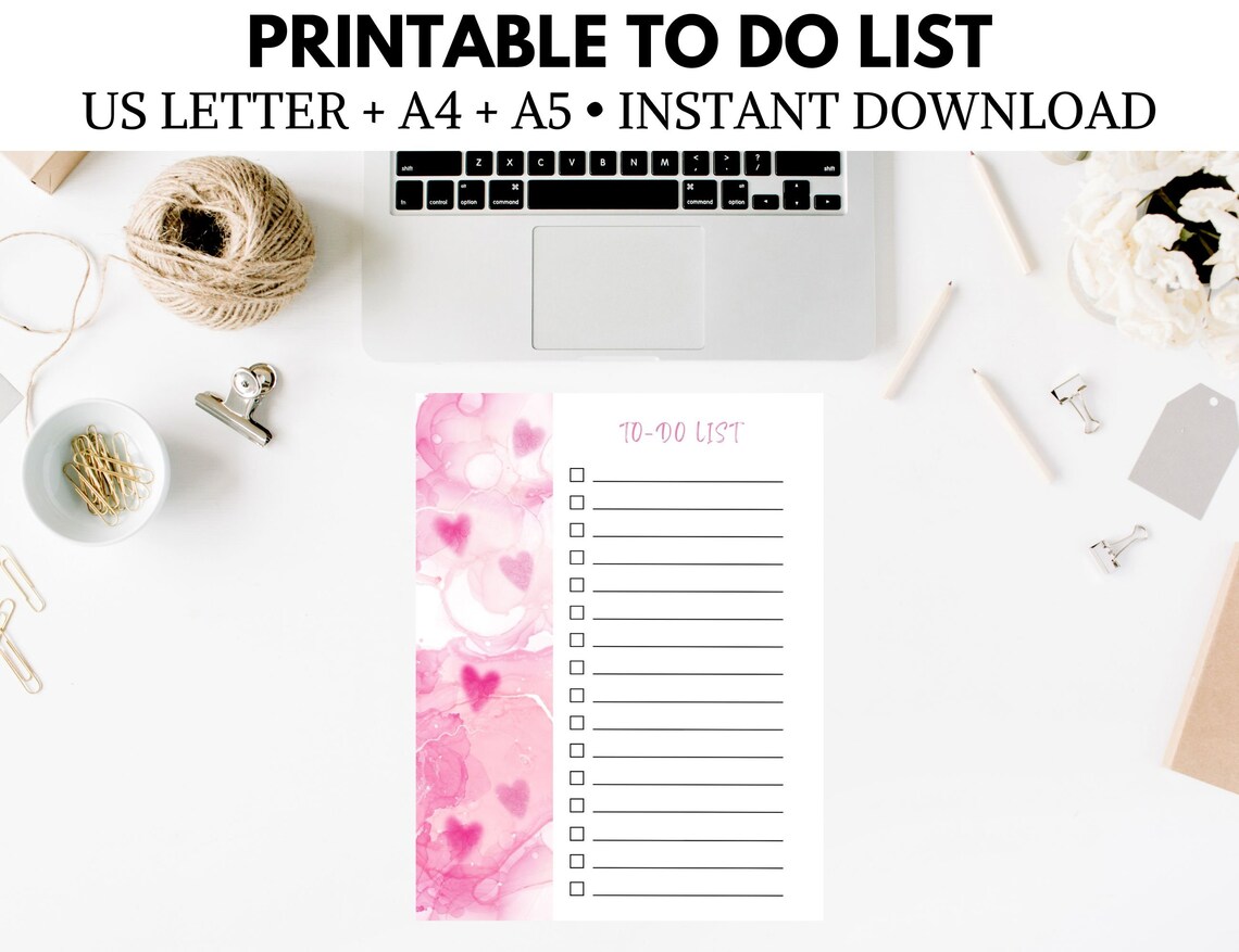 Pink Heart to Do List, Printable to Do List, Printable Checklist ...
