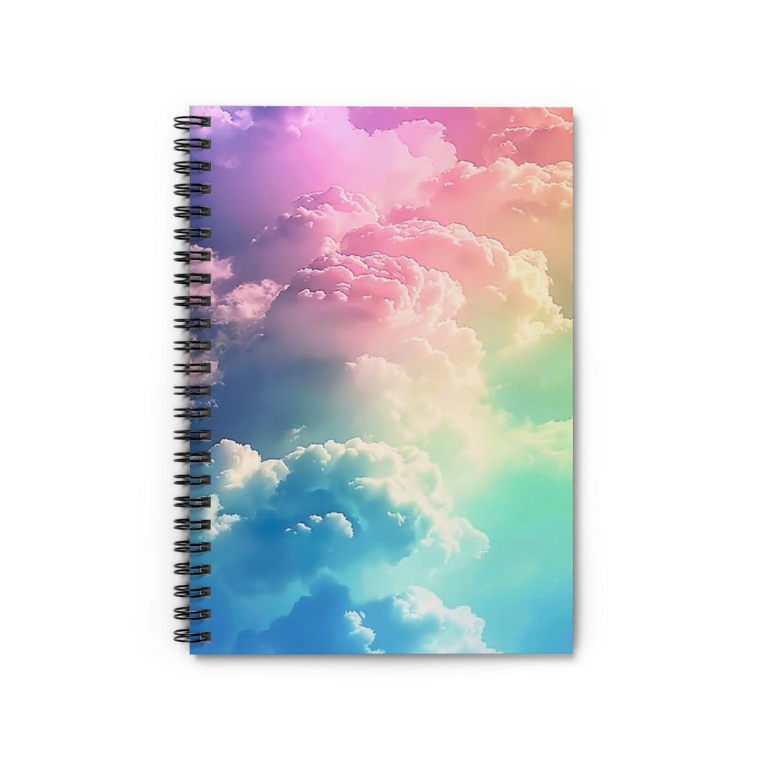 Spiral Notebook, Rainbow Cloud Spiral Notebook, Notebook With Clouds ...