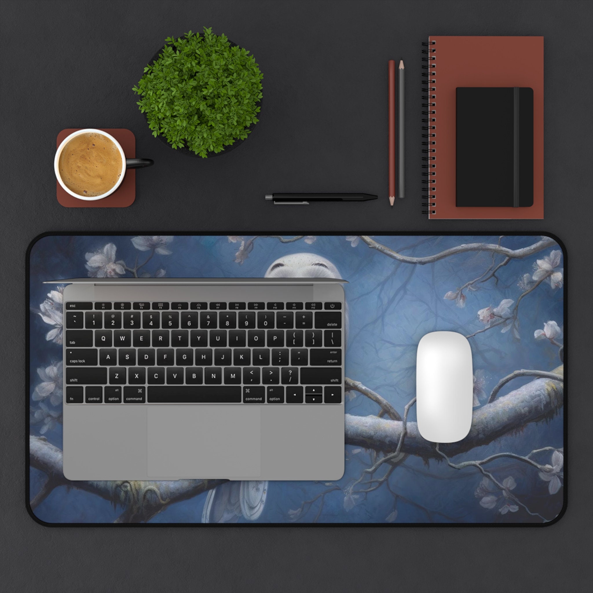White Owl Desk Mat, Owl Desk Mat, Winter Mousepad, Computer Desk Mat ...