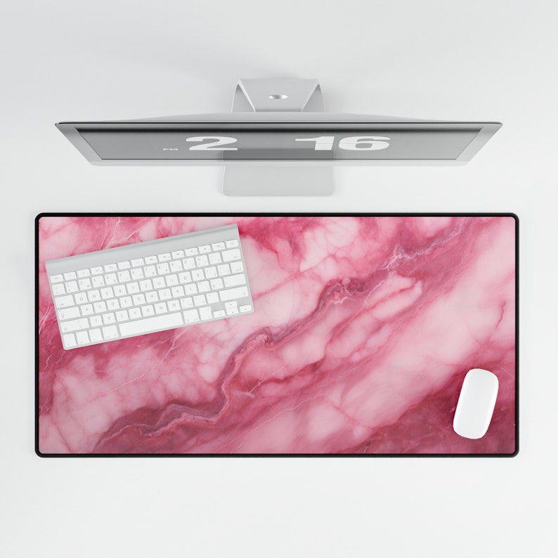 Pink Marble Desk Mat, Marble Desk Mat, Computer Desk Mat, Gaming Desk ...