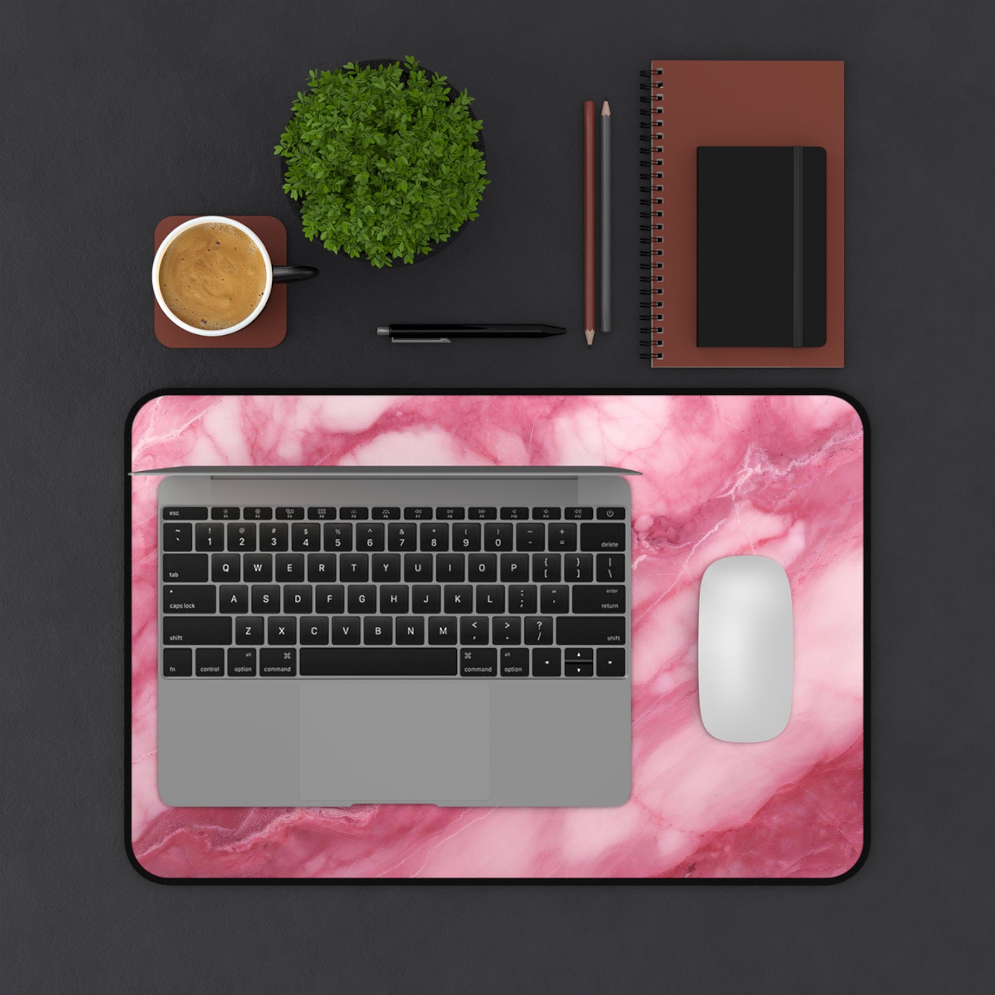Pink Marble Desk Mat, Marble Desk Mat, Computer Desk Mat, Gaming Desk ...