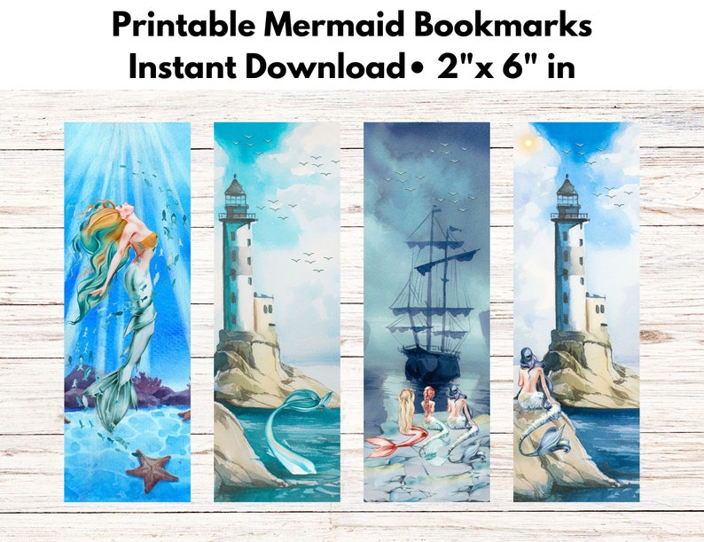 Printable Mermaid Bookmarksprintable Ocean - Etsy