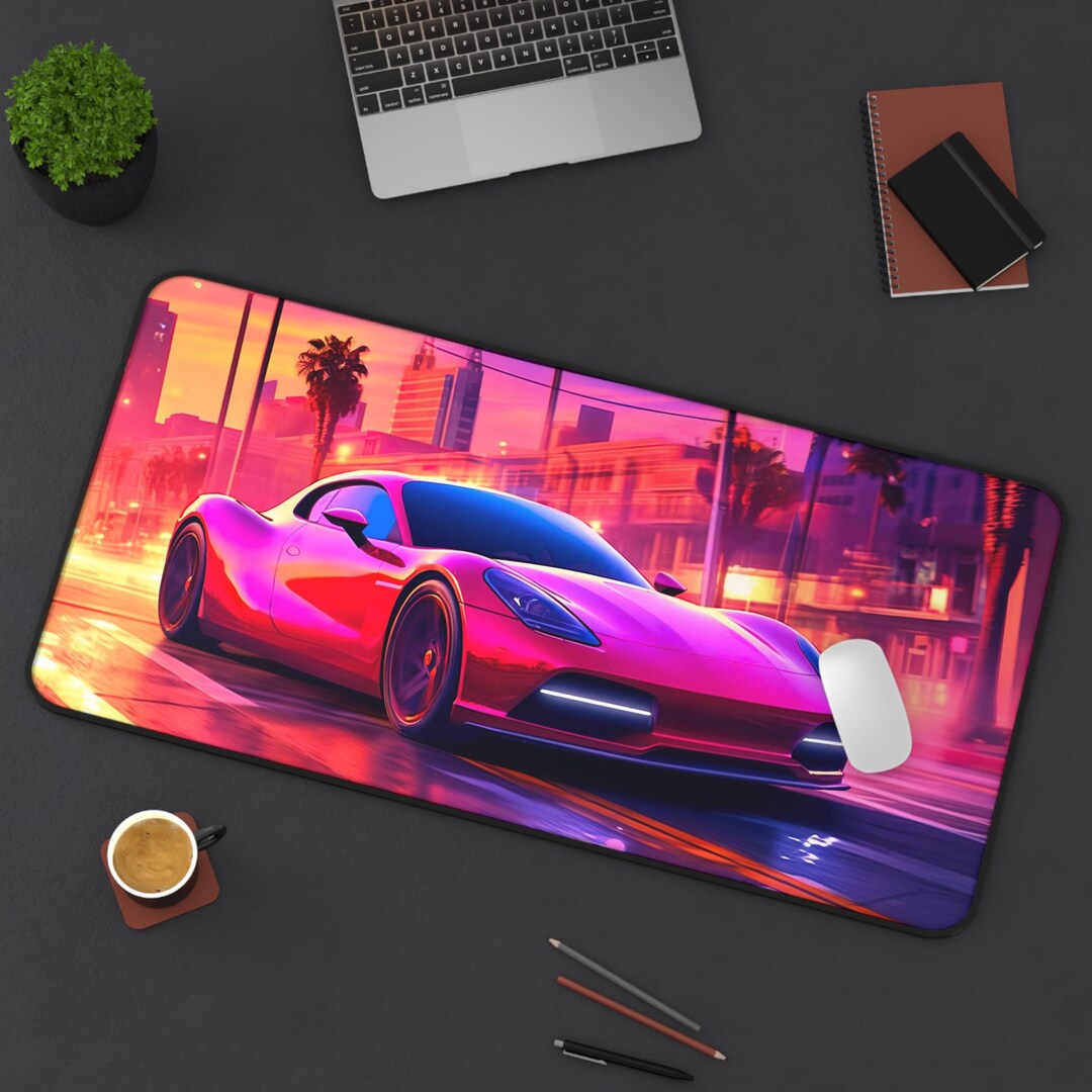 Race Car Desk Mat, Car Desk Mat, Pink Race Car Desk Mat, Sports Car ...