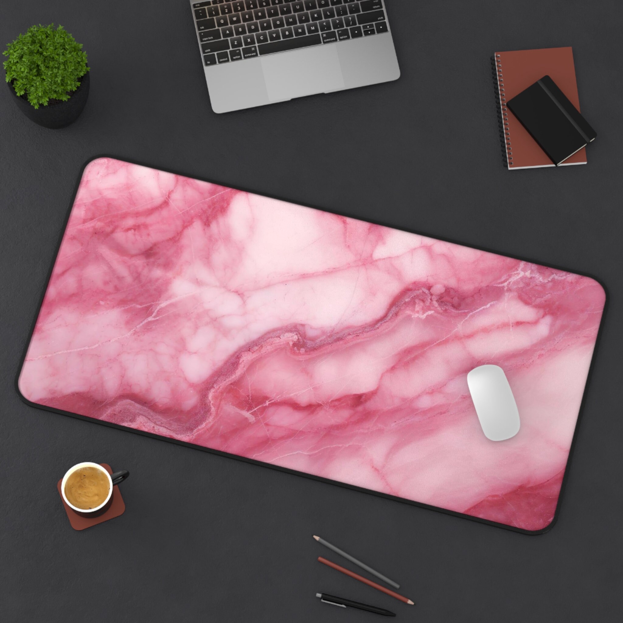 Pink Marble Desk Mat, Marble Desk Mat, Computer Desk Mat, Gaming Desk ...