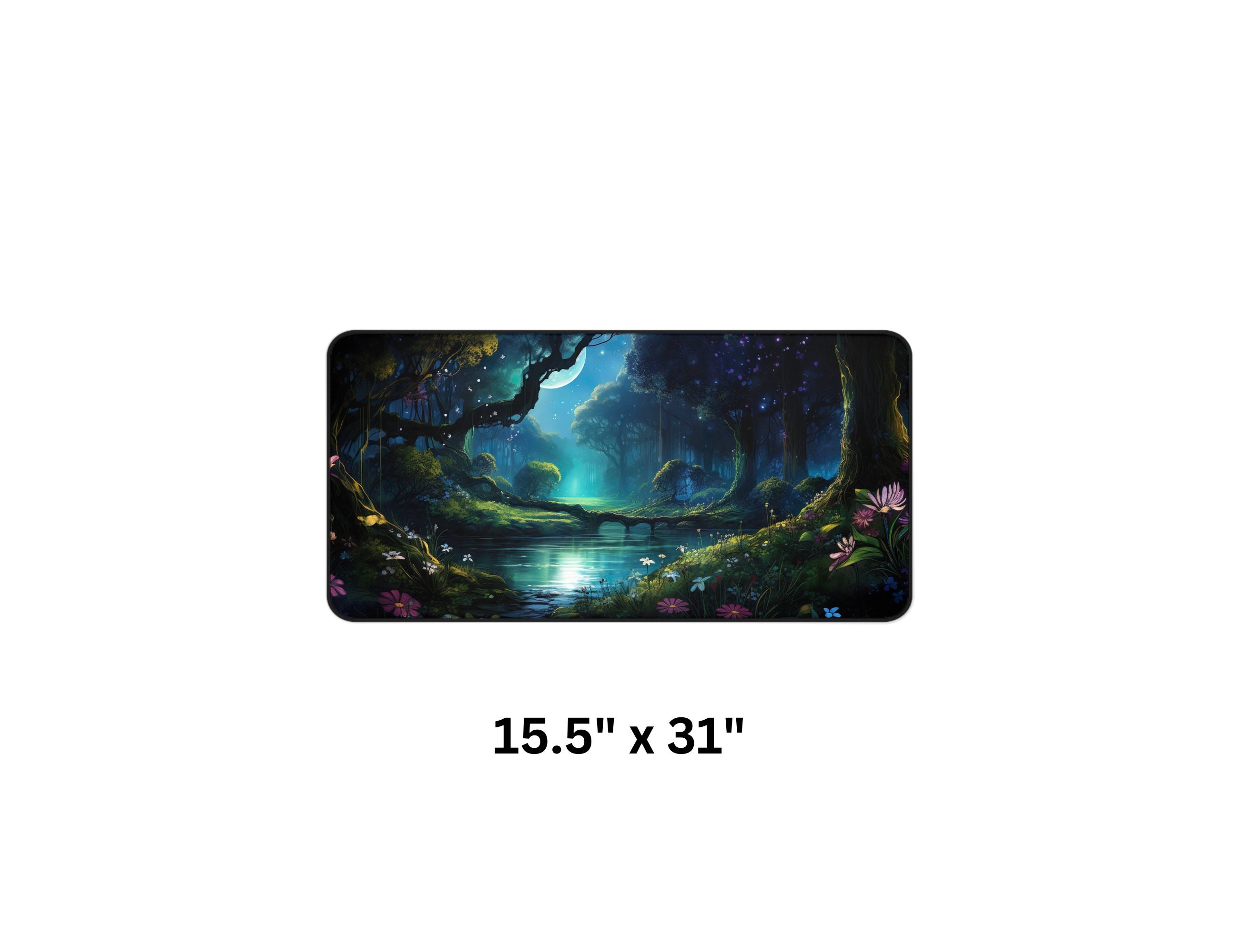 Moonlit Forest Desk Mat, Moon Desk Mat, Computer Desk Mat, Gaming Desk ...