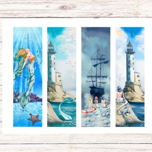 Printable Mermaid Bookmarks,printable Ocean Bookmarks,printable ...