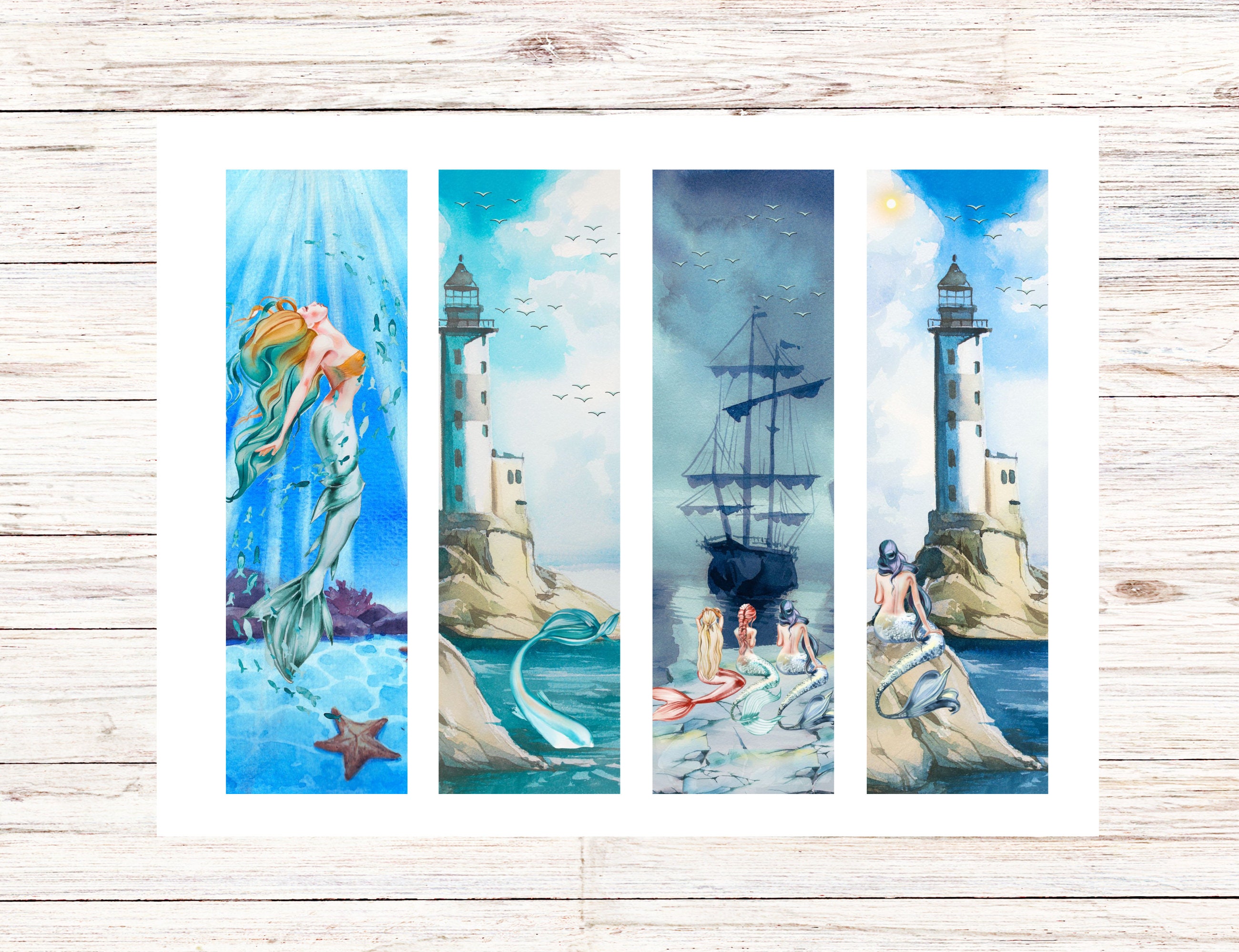 Printable Mermaid Bookmarks,printable Ocean Bookmarks,printable ...