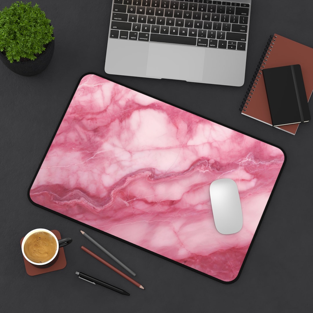 Pink Marble Desk Mat, Marble Desk Mat, Computer Desk Mat, Gaming Desk ...