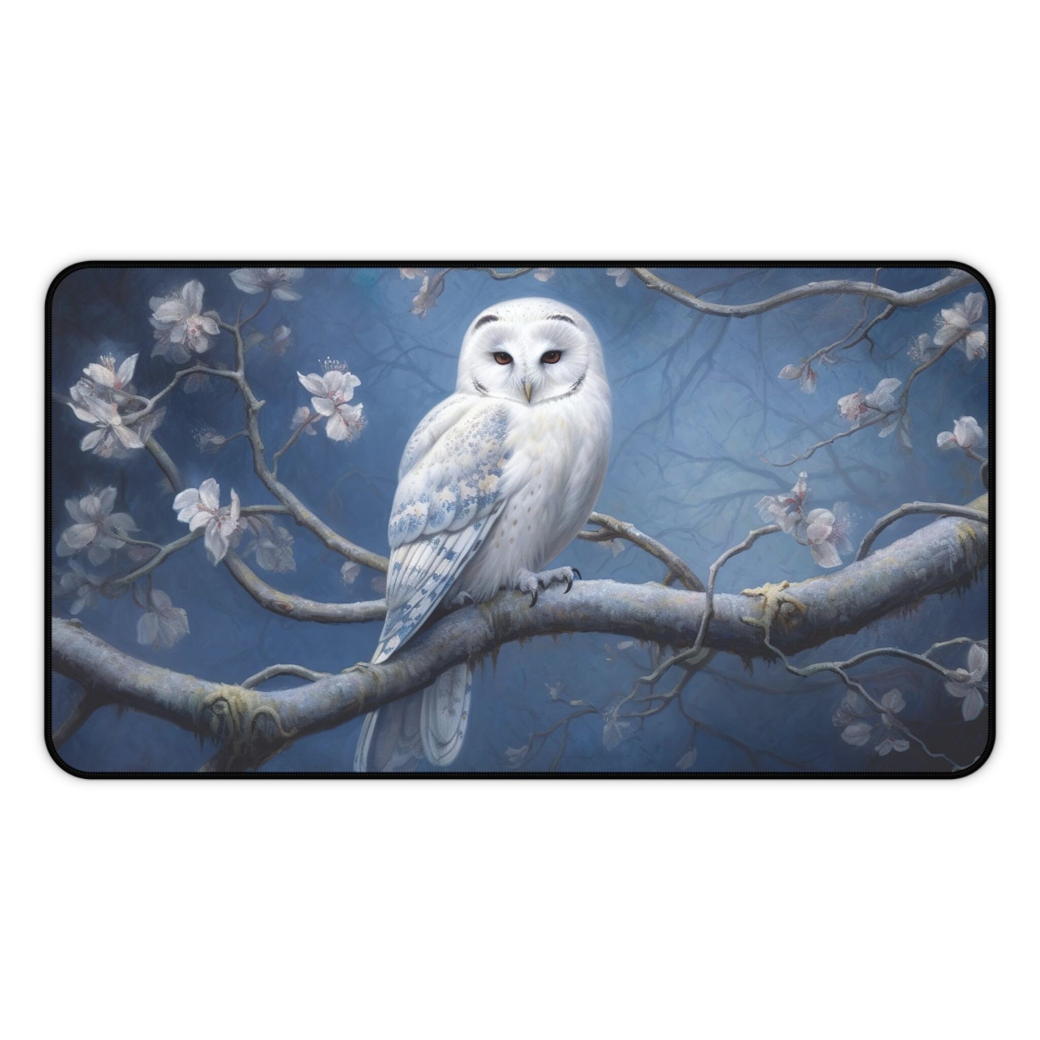 White Owl Desk Mat, Owl Desk Mat, Winter Mousepad, Computer Desk Mat ...
