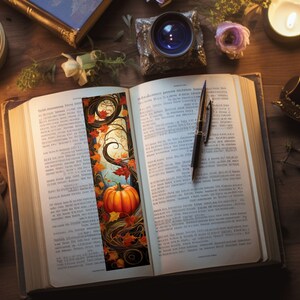 Printable Halloween Bookmarks, Autumn Bookmark Printble, Halloween Fall ...