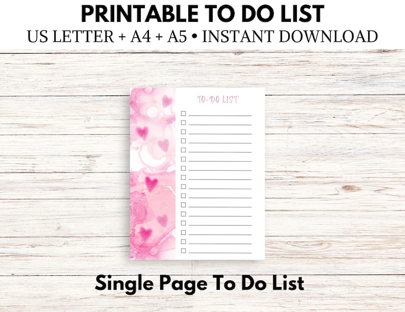 Pink Heart to Do List, Printable to Do List, Printable Checklist ...