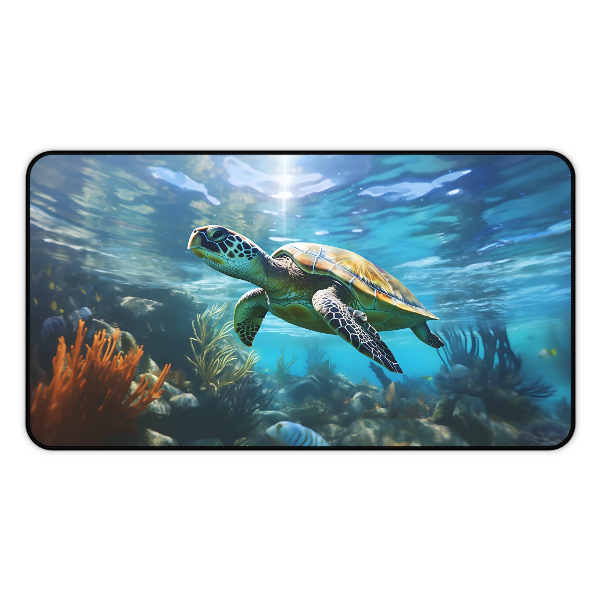 Sea Turtle Desk Mat, Ocean Desk Mat, Blue Desk, Computer Desk Mat ...