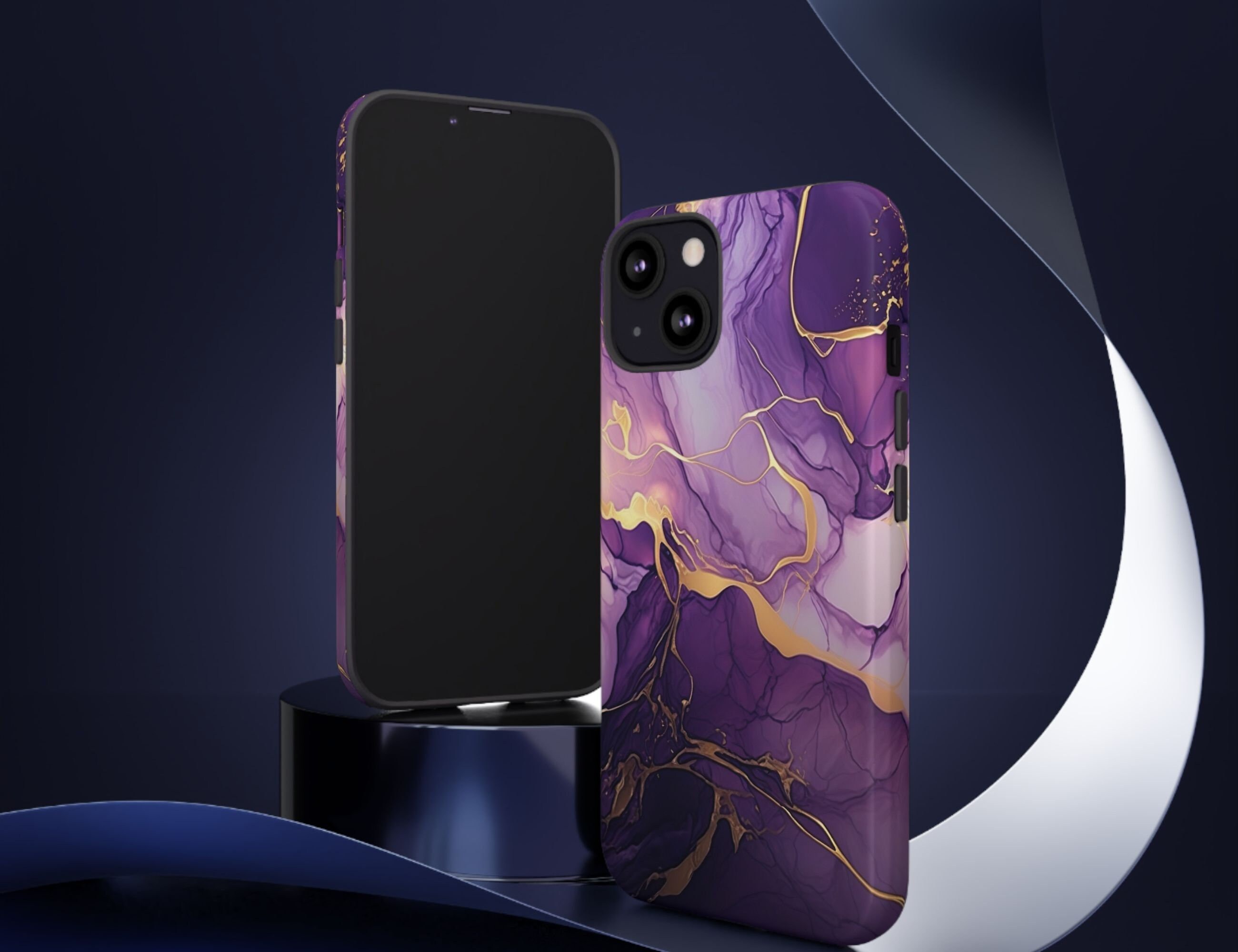 Purple Gold Marble iPhone Case, Purple Marble iPhone Case, Protective iPhone Case, Tough iPhone ...