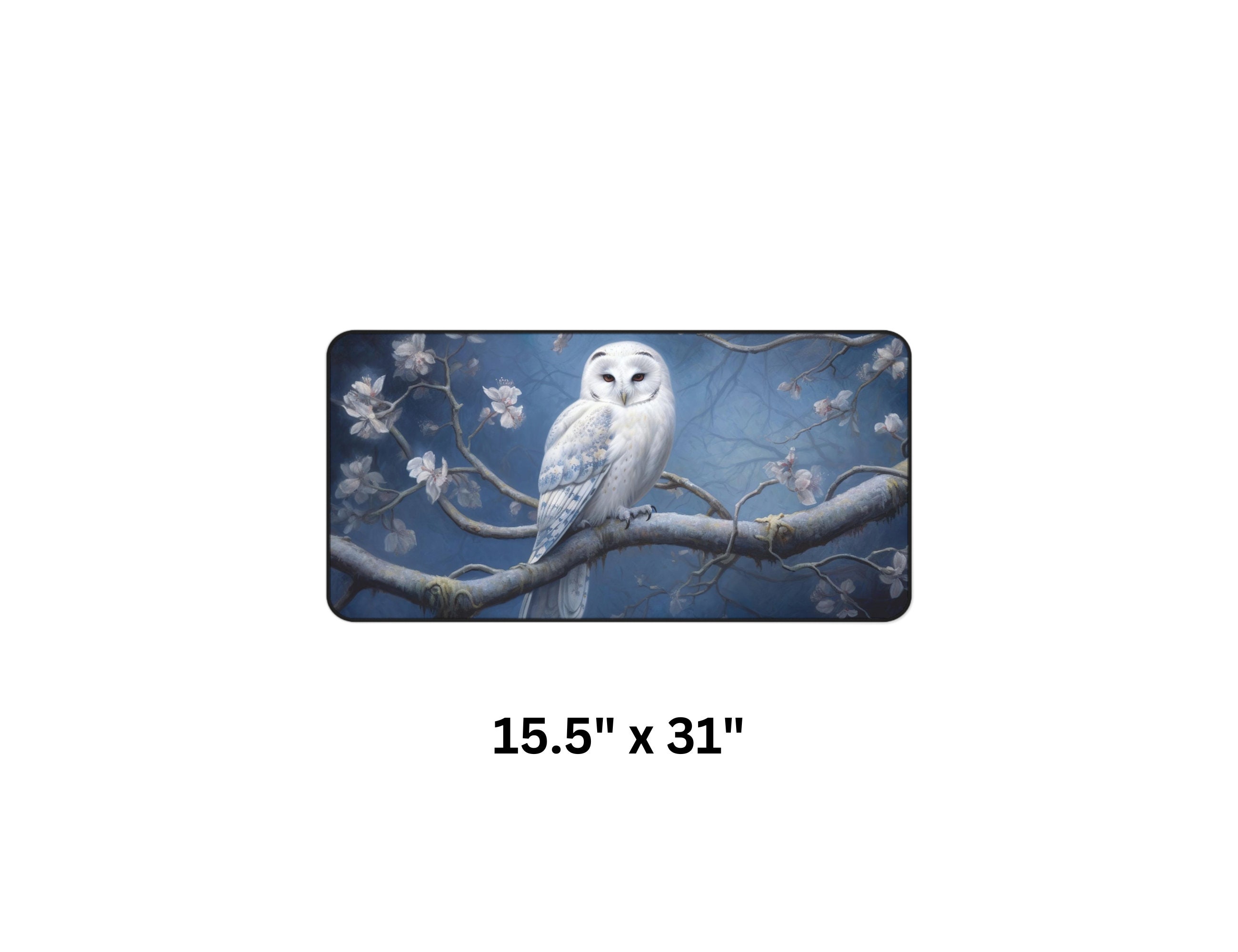 White Owl Desk Mat, Owl Desk Mat, Winter Mousepad, Computer Desk Mat ...