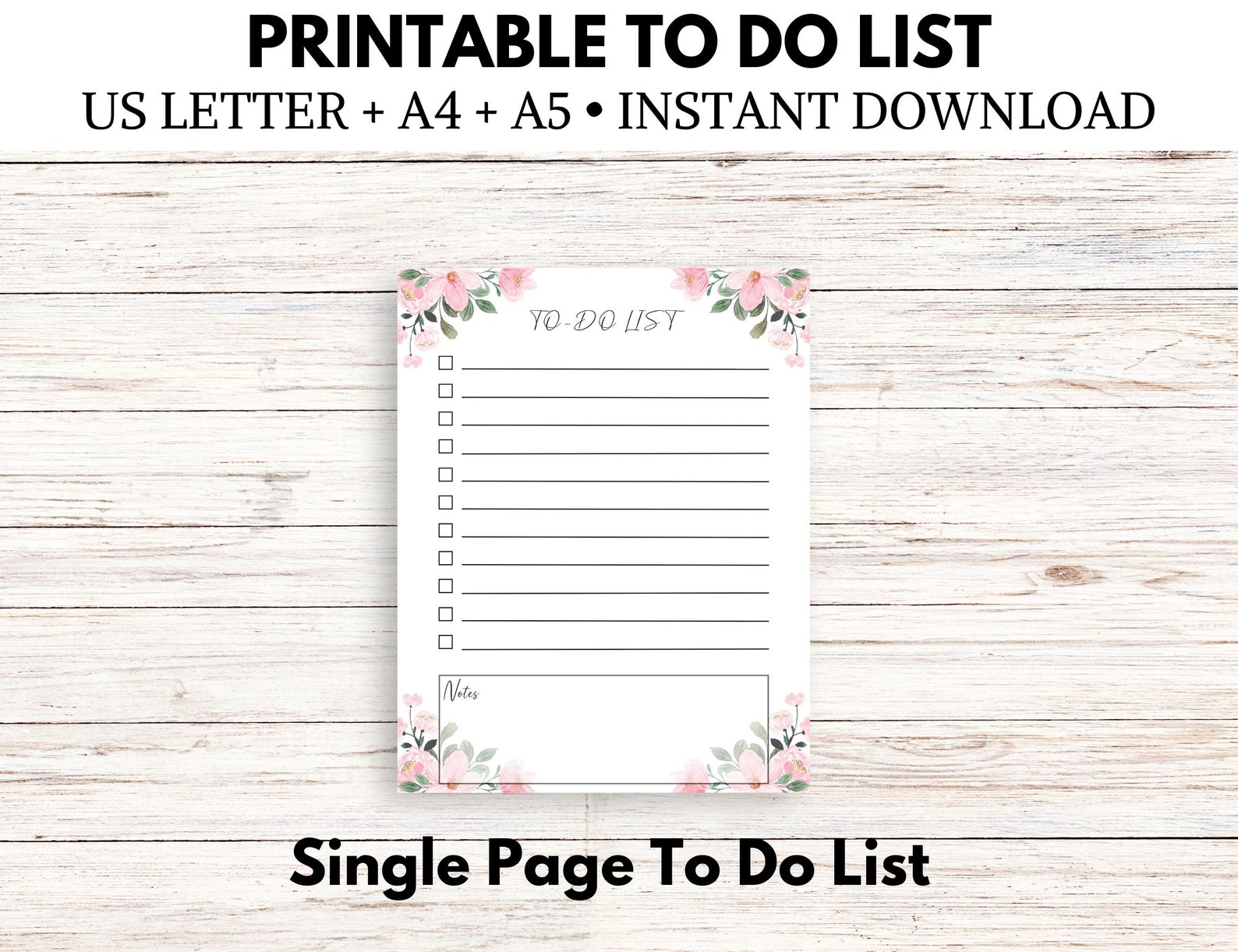 Printable Pink Floral to Do List, Printable Floral to Do List ...