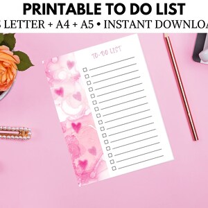 Pink Heart to Do List, Printable to Do List, Printable Checklist ...