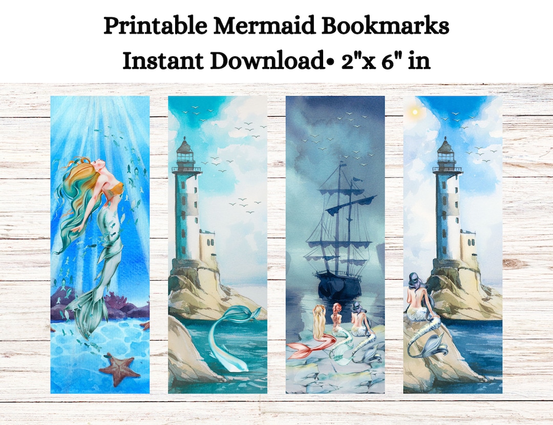 Printable Mermaid Bookmarks,printable Ocean Bookmarks,printable ...