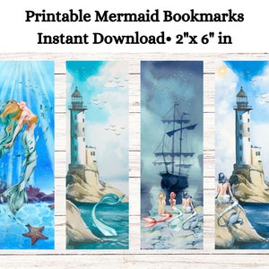 Printable Mermaid Bookmarks,printable Ocean Bookmarks,printable ...