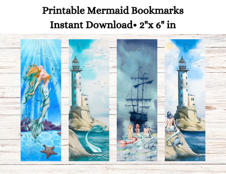Printable Mermaid Bookmarks,printable Ocean Bookmarks,printable ...