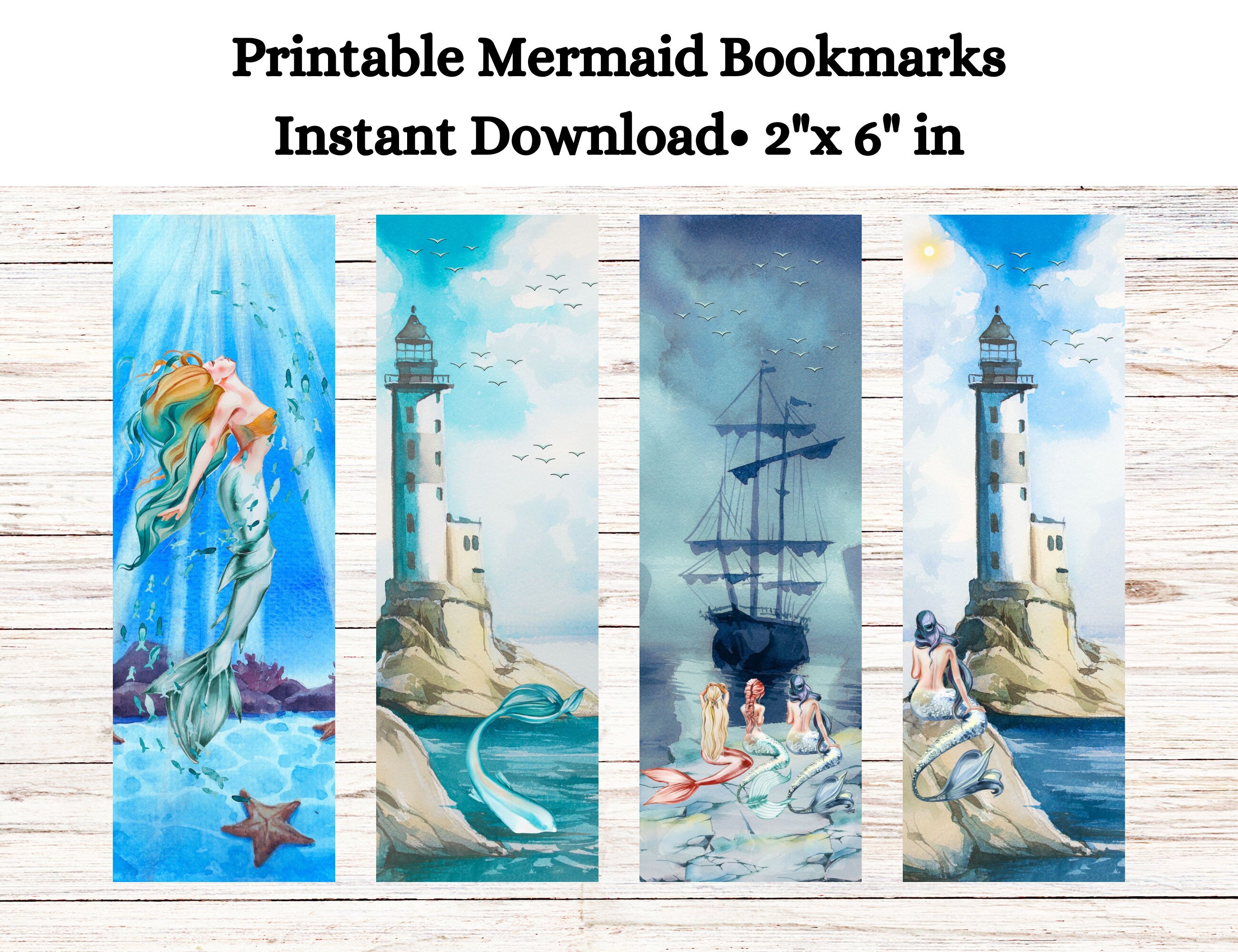 Printable Mermaid Bookmarks,printable Ocean Bookmarks,printable ...