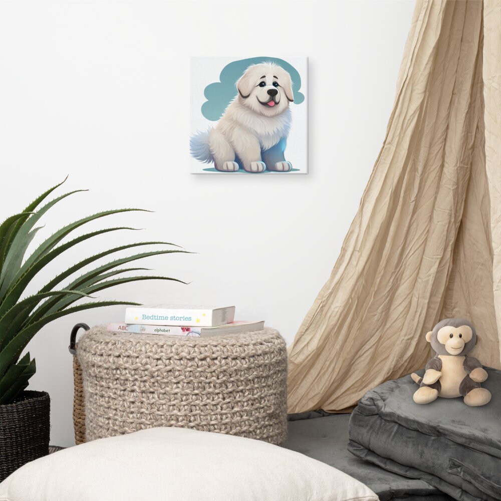 Cute and Sweet Great Pyrenees Cartoon Canvas Print - Etsy