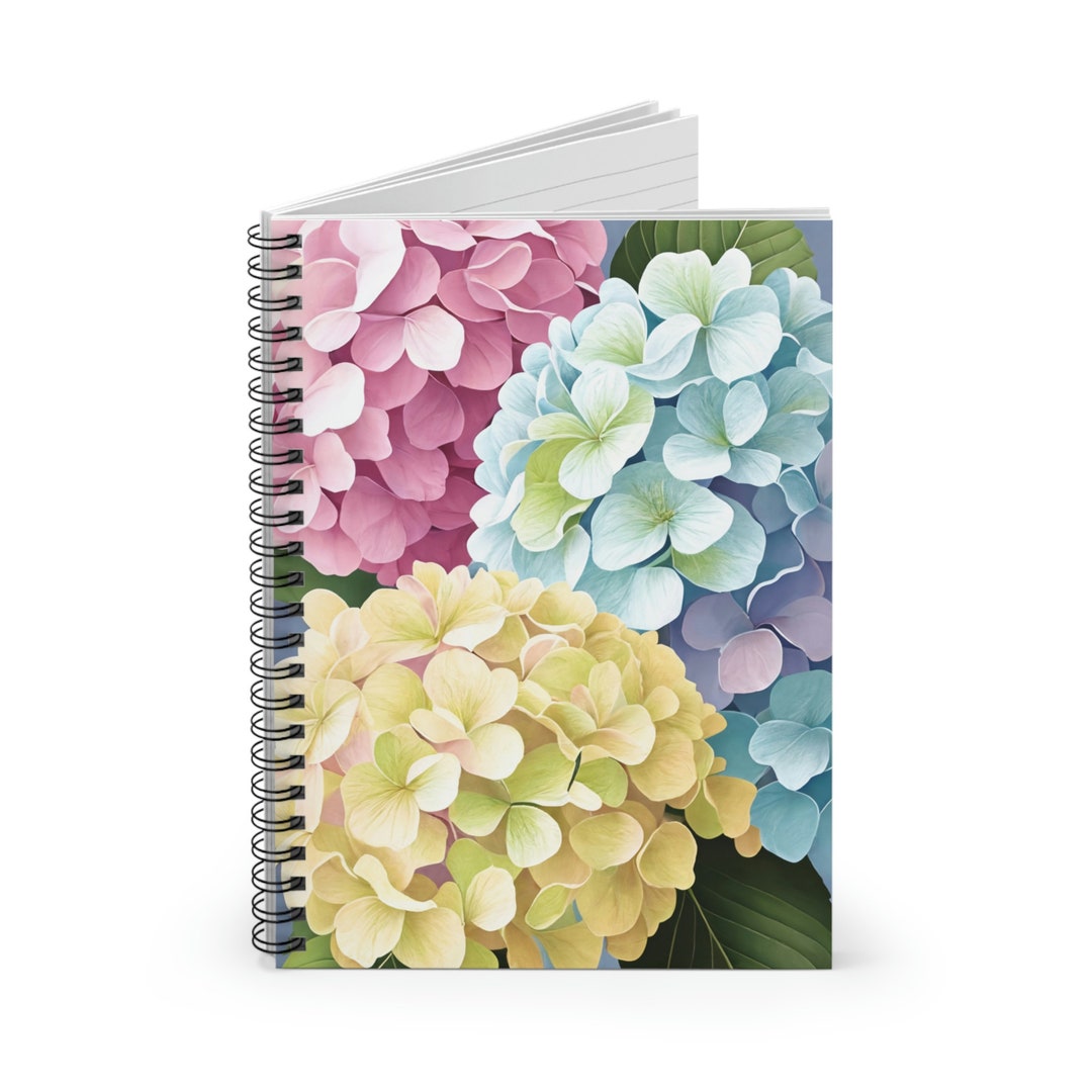 Colorful Hydrangea Spiral Notebook, Rule Lined Notebook, Hydrangea ...