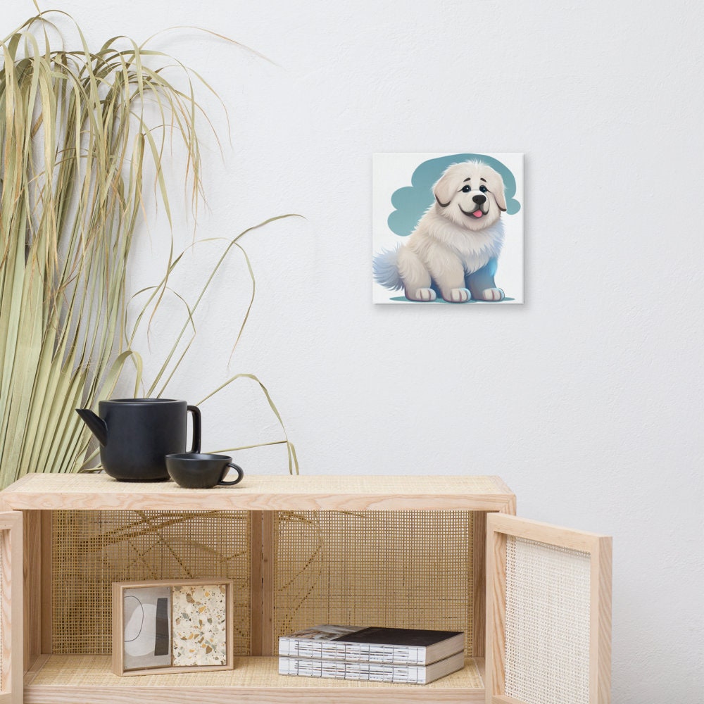 Cute and Sweet Great Pyrenees Cartoon Canvas Print - Etsy