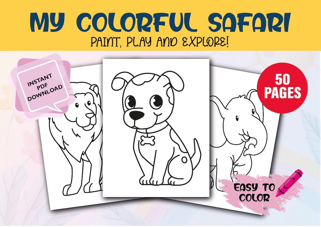 Animal Coloring Pages: My Colorful Safari, 50 Illustrations (PDF ...