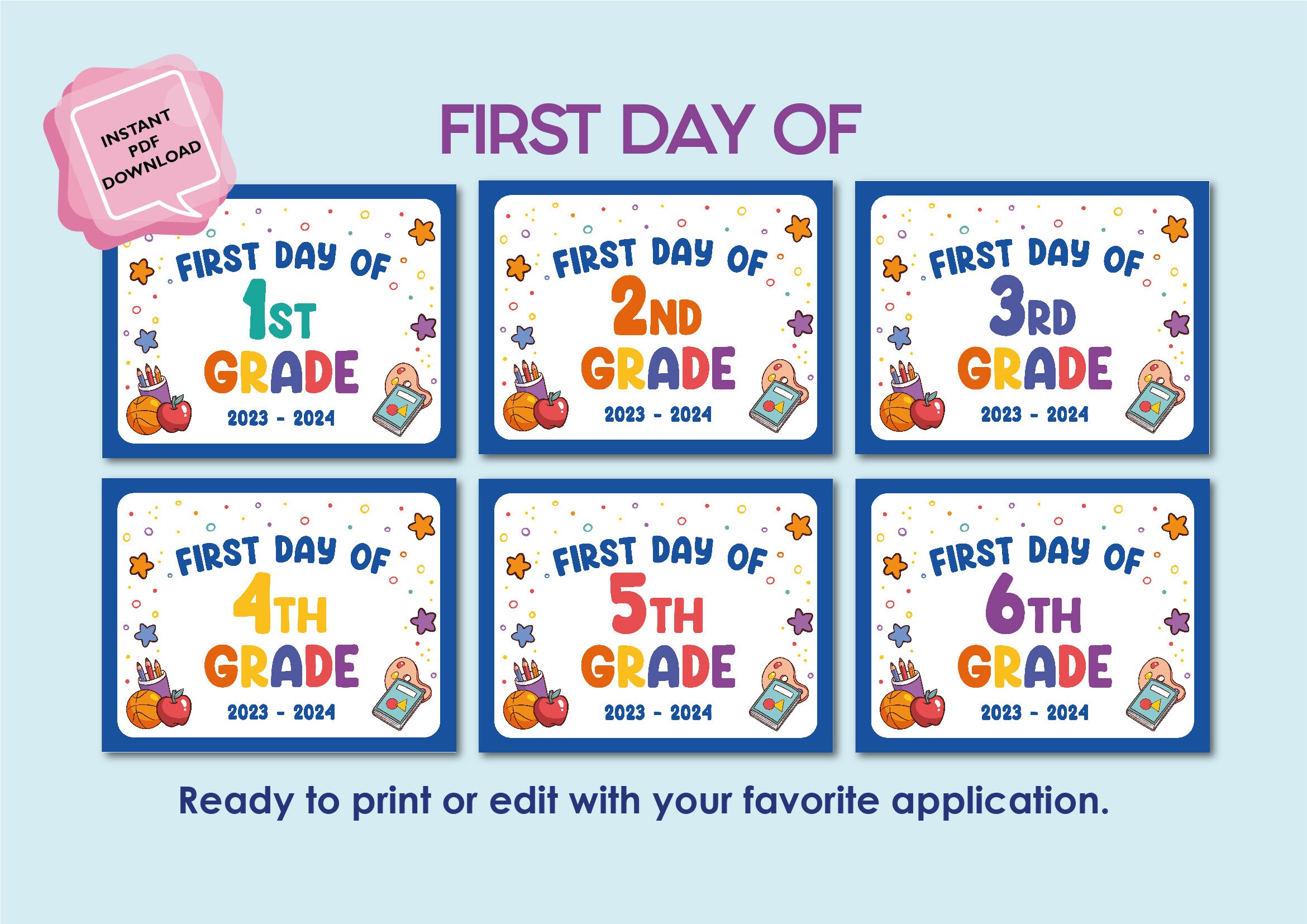 Printable Back to School | First Day of School Signs 2023 | Instant ...