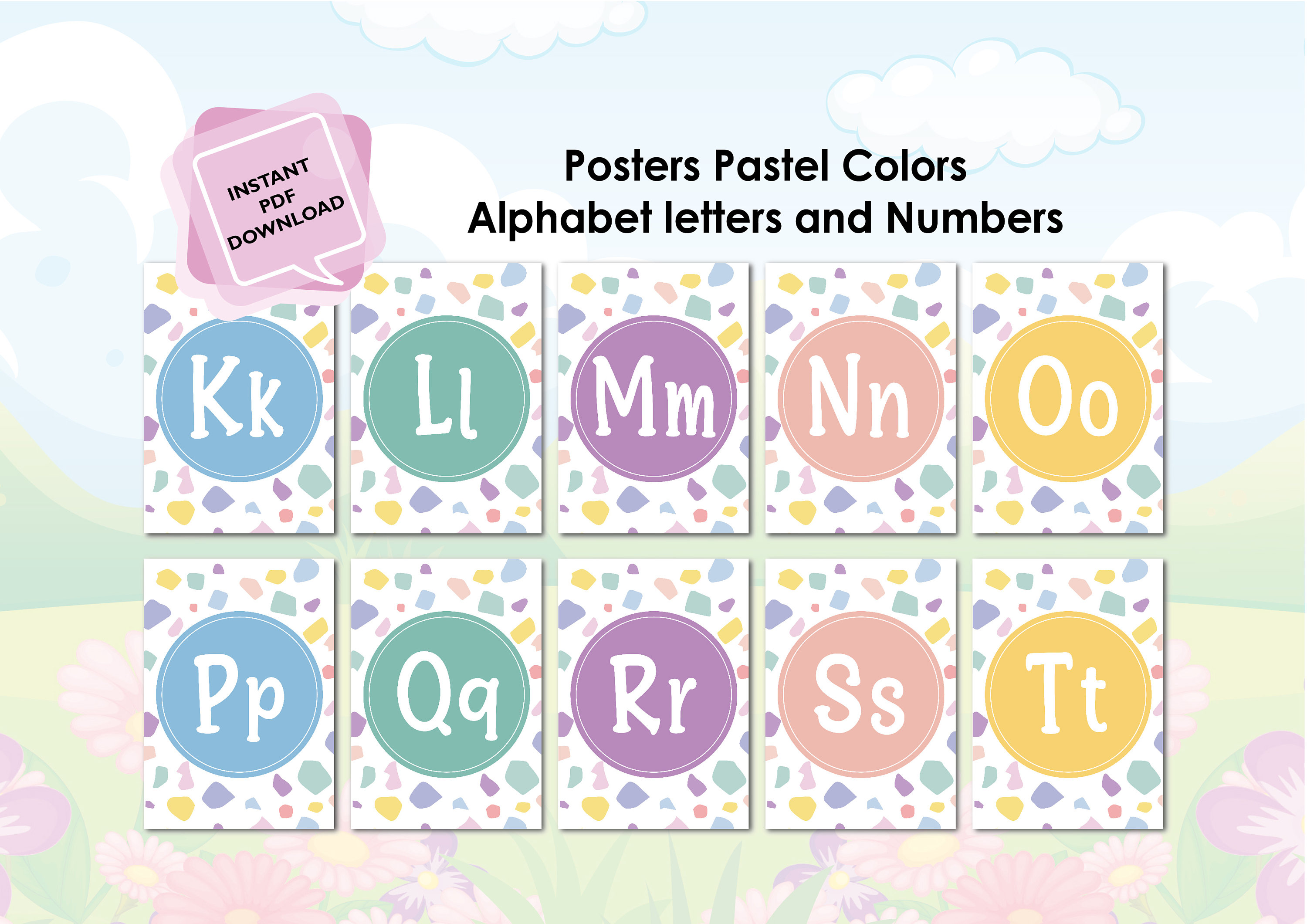 Pastel Alphabet and Numbers Posters for Learning Kids Posters Classroom ...