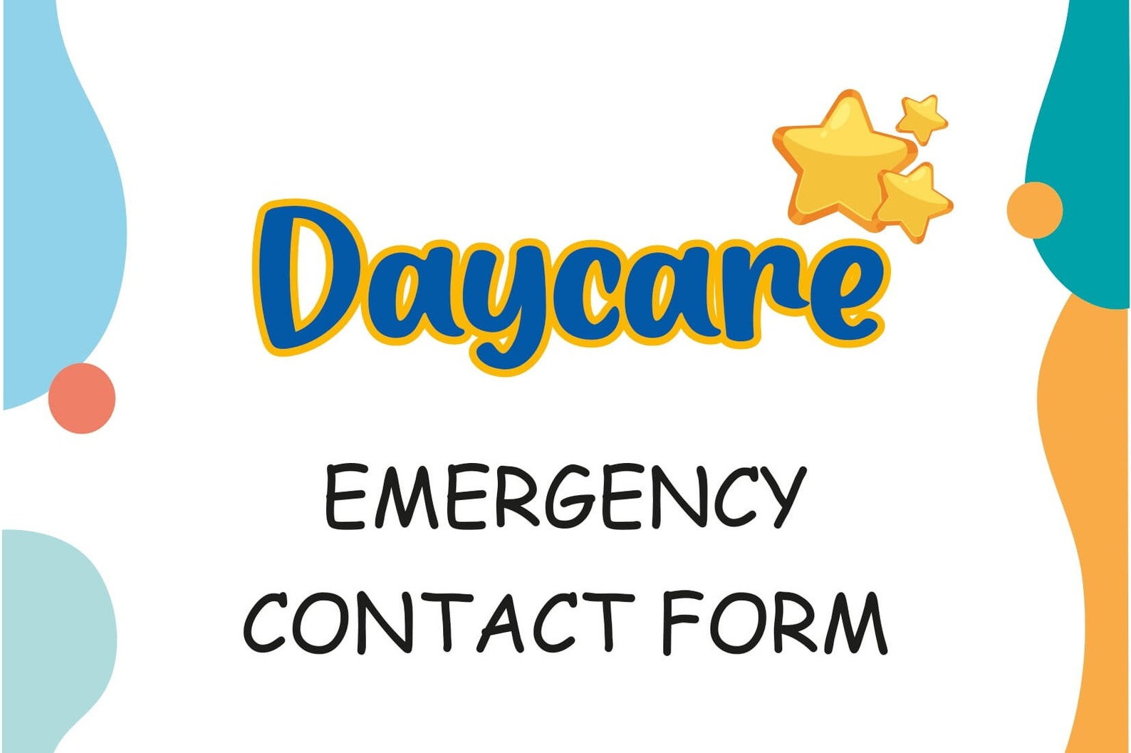 Emergency Contact Daycare Form | Daycare Starter Forms - Etsy