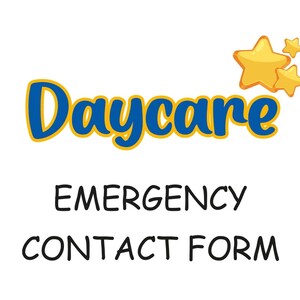 Emergency Contact Daycare Form | Daycare Starter Forms - Etsy