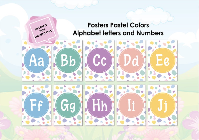 Pastel Alphabet and Numbers Posters for Learning Kids - Etsy