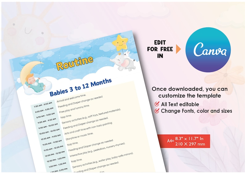 Daycare Daily Routine / Infant & Toddler Daily Schedules / Ideal for in ...