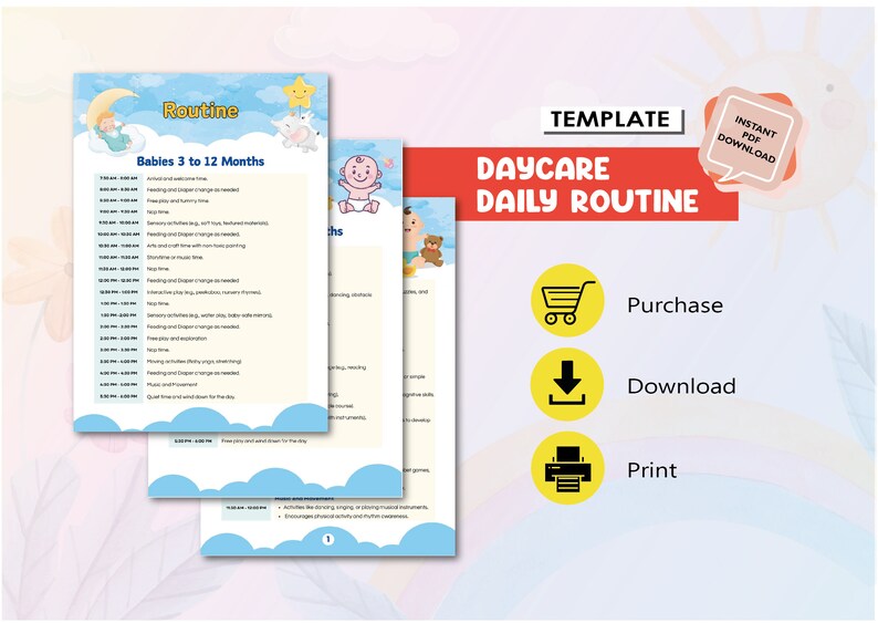 Daycare Daily Routine / Infant & Toddler Daily Schedules / Ideal for in ...