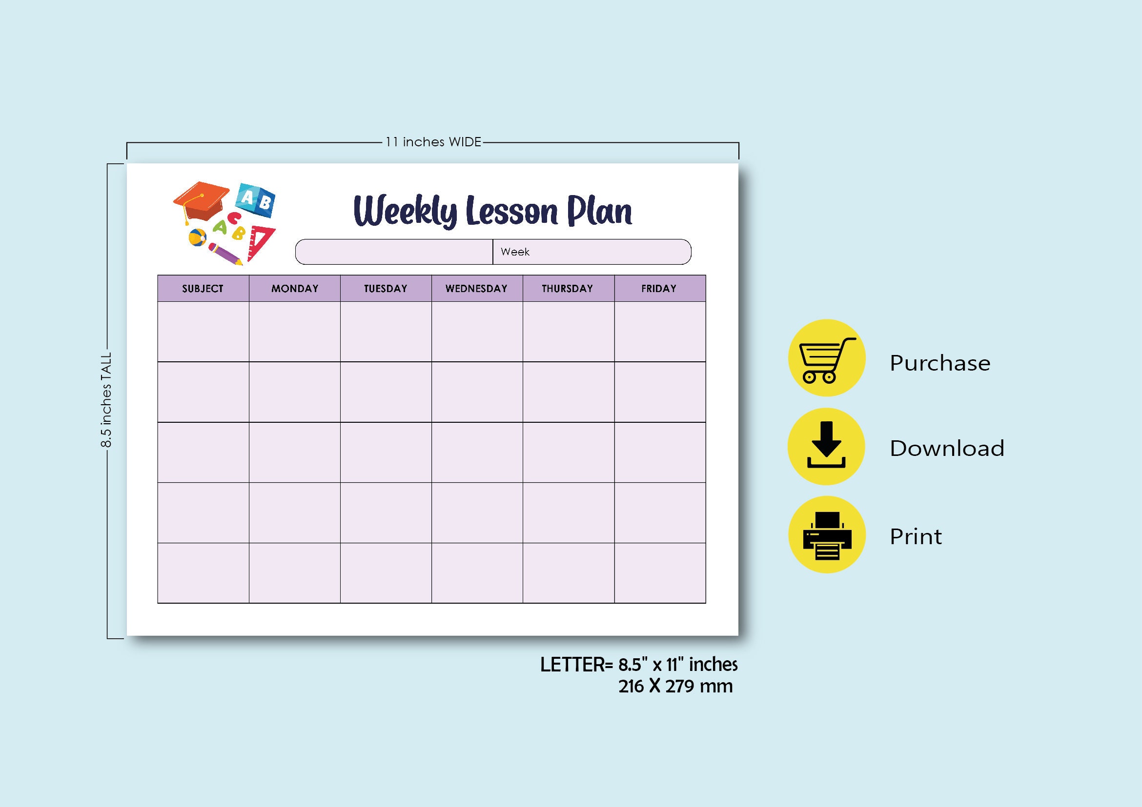 Weekly Lesson Plan Template | Lesson Planner Daily Printable | Lesson ...