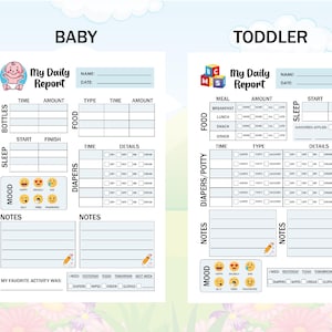 Baby & Toddler Daily Log / Daycare - Etsy