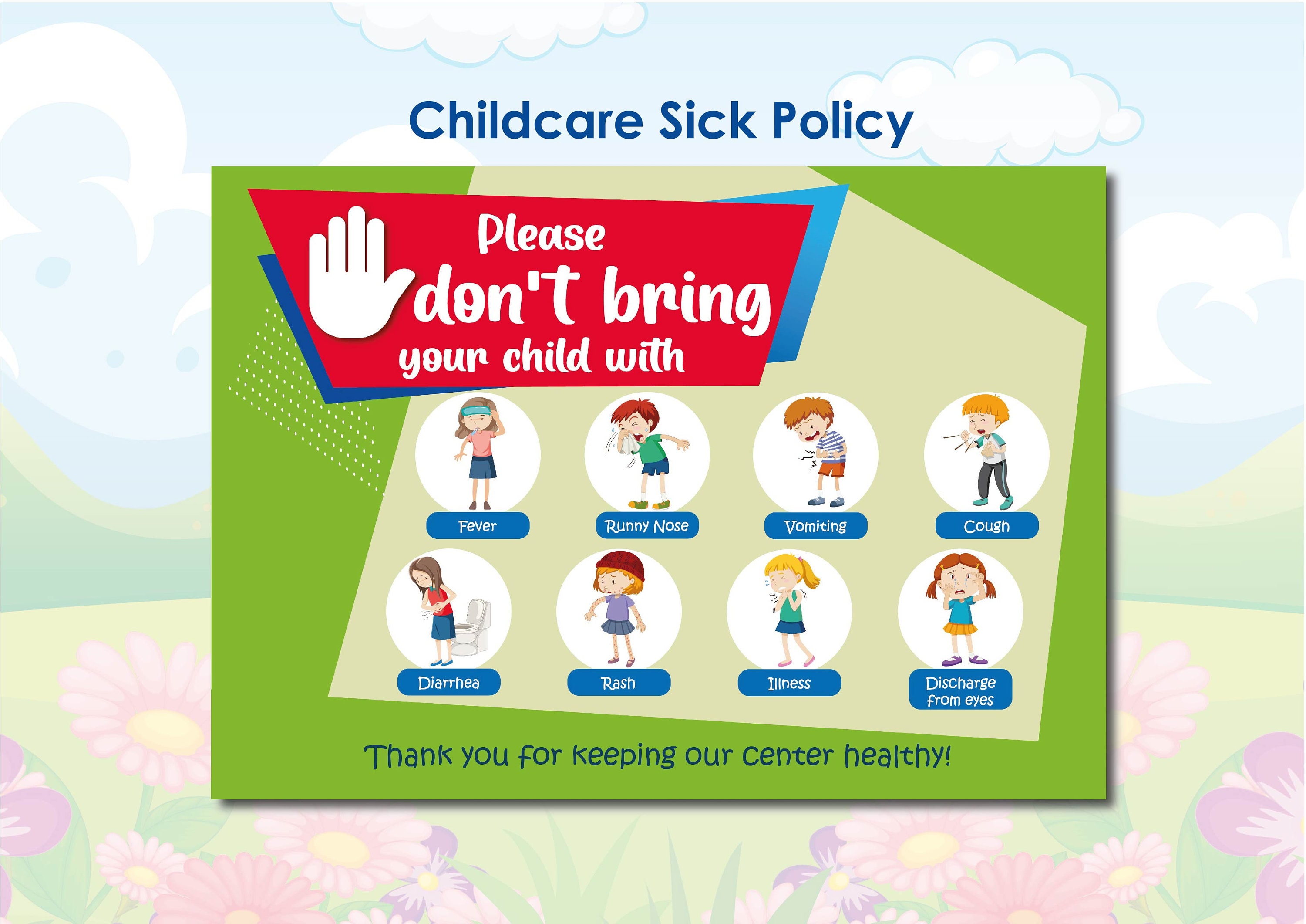 Daycare Sick Policy Poster for Childcare and Daycare - Etsy