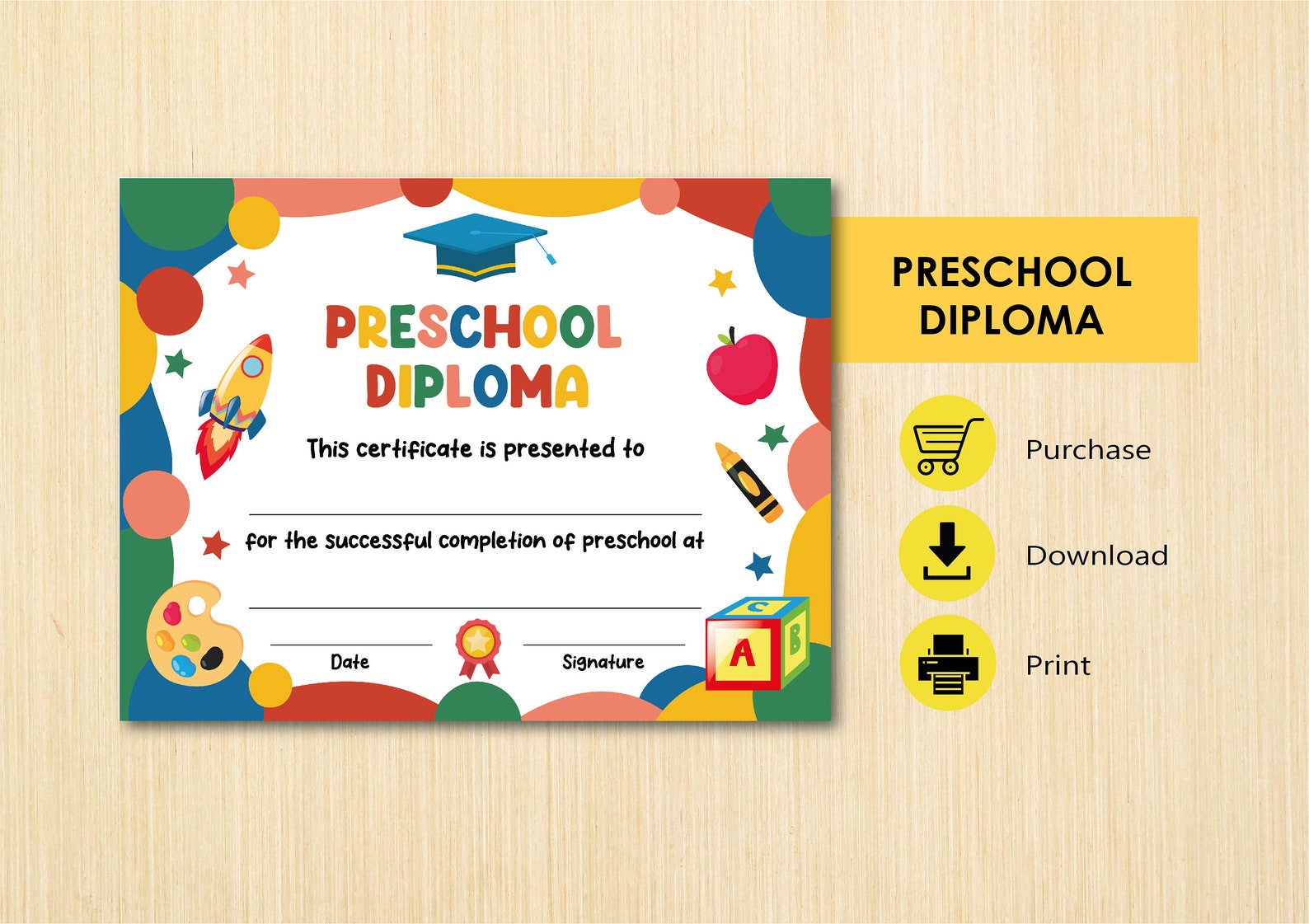 Preschool Graduation Diploma | Customizable Pre Kindergarten Graduation ...