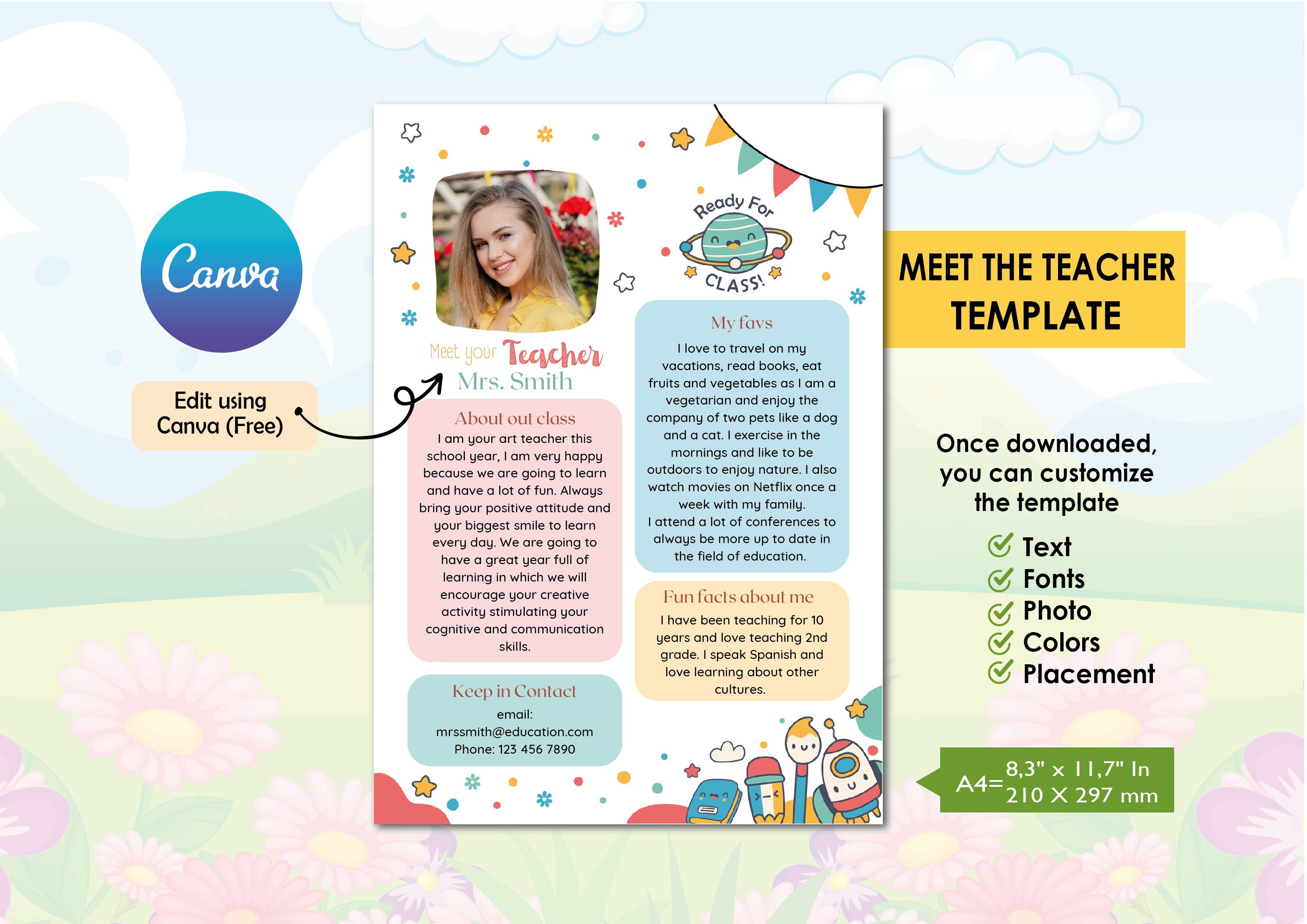 Meet the Teacher Template Back to School Flyer Easy to Use Teacher ...