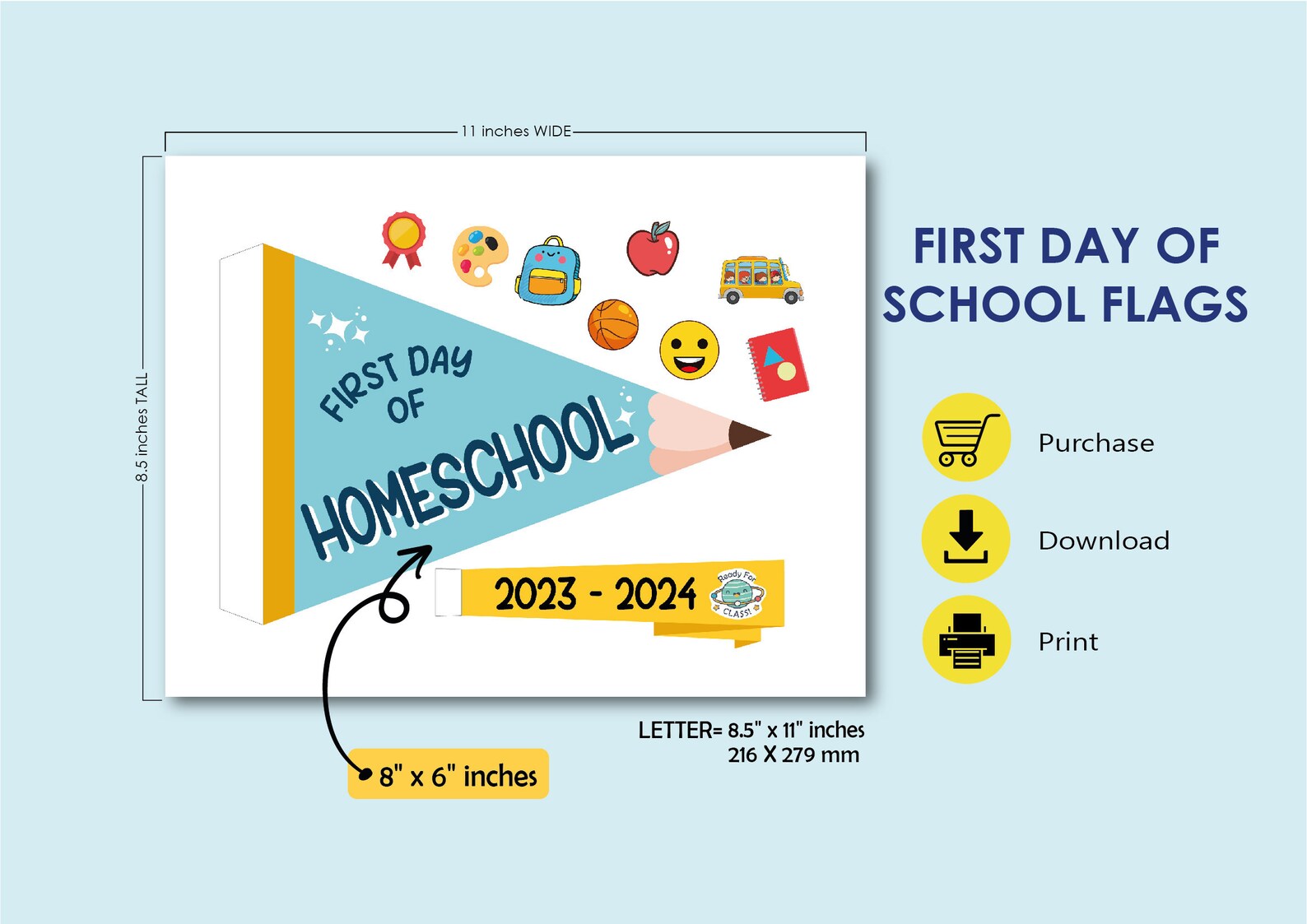 First Day of School Flags| Printable Back to School Post for All Grades ...