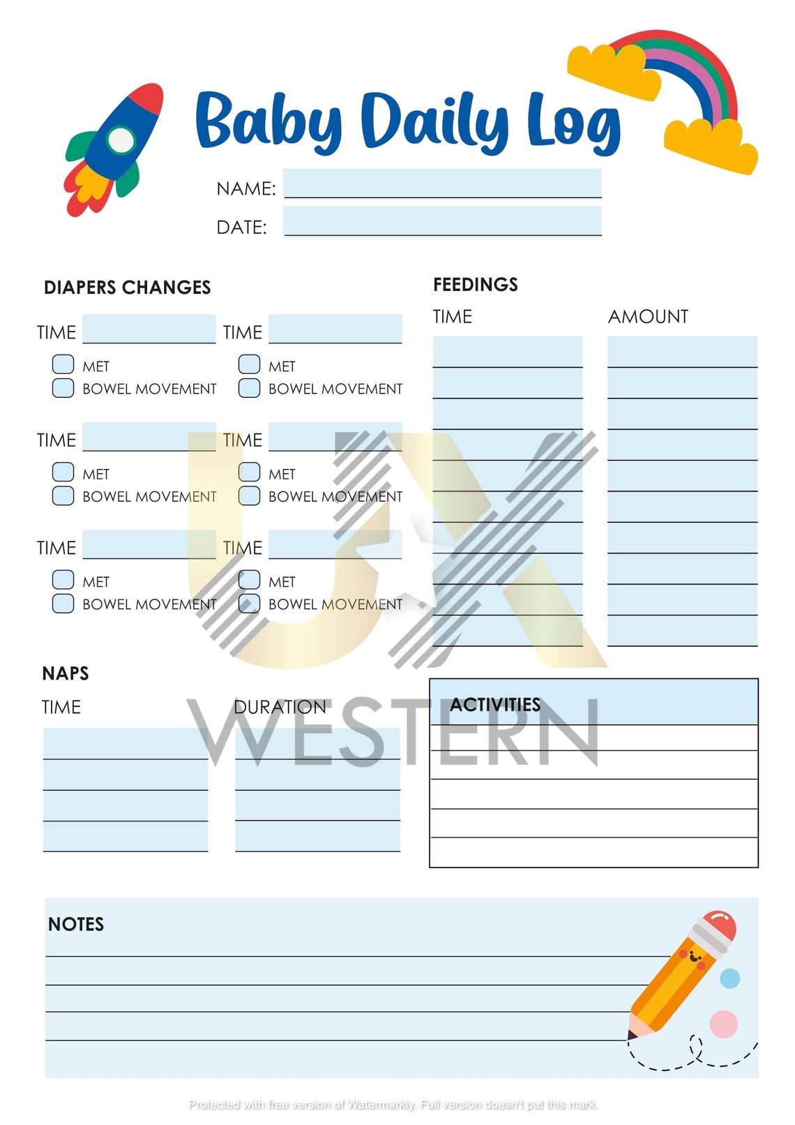 Daycare Business Baby Daily Log - Etsy