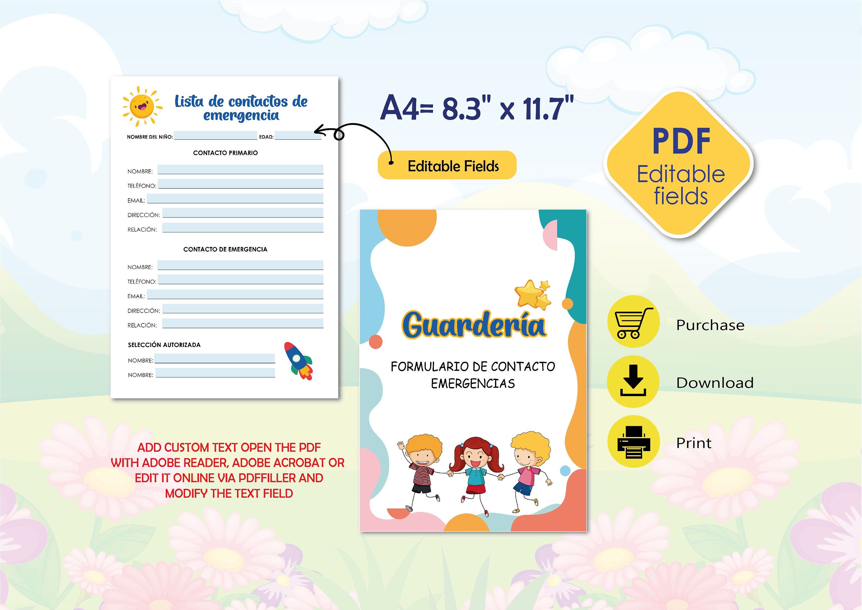 Contactos De Emergencia | Daycare Emergency Contact Form Spanish - Etsy
