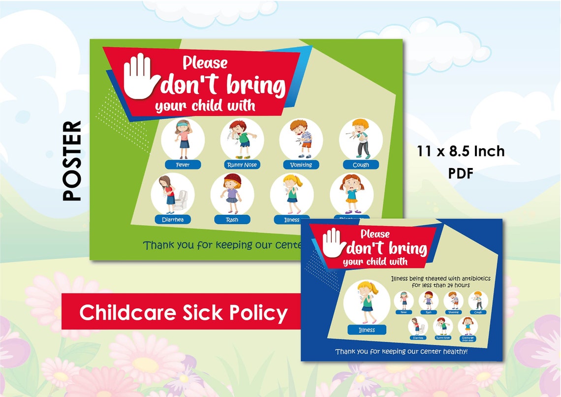 Daycare Sick Policy Poster for Childcare and Daycare - Etsy