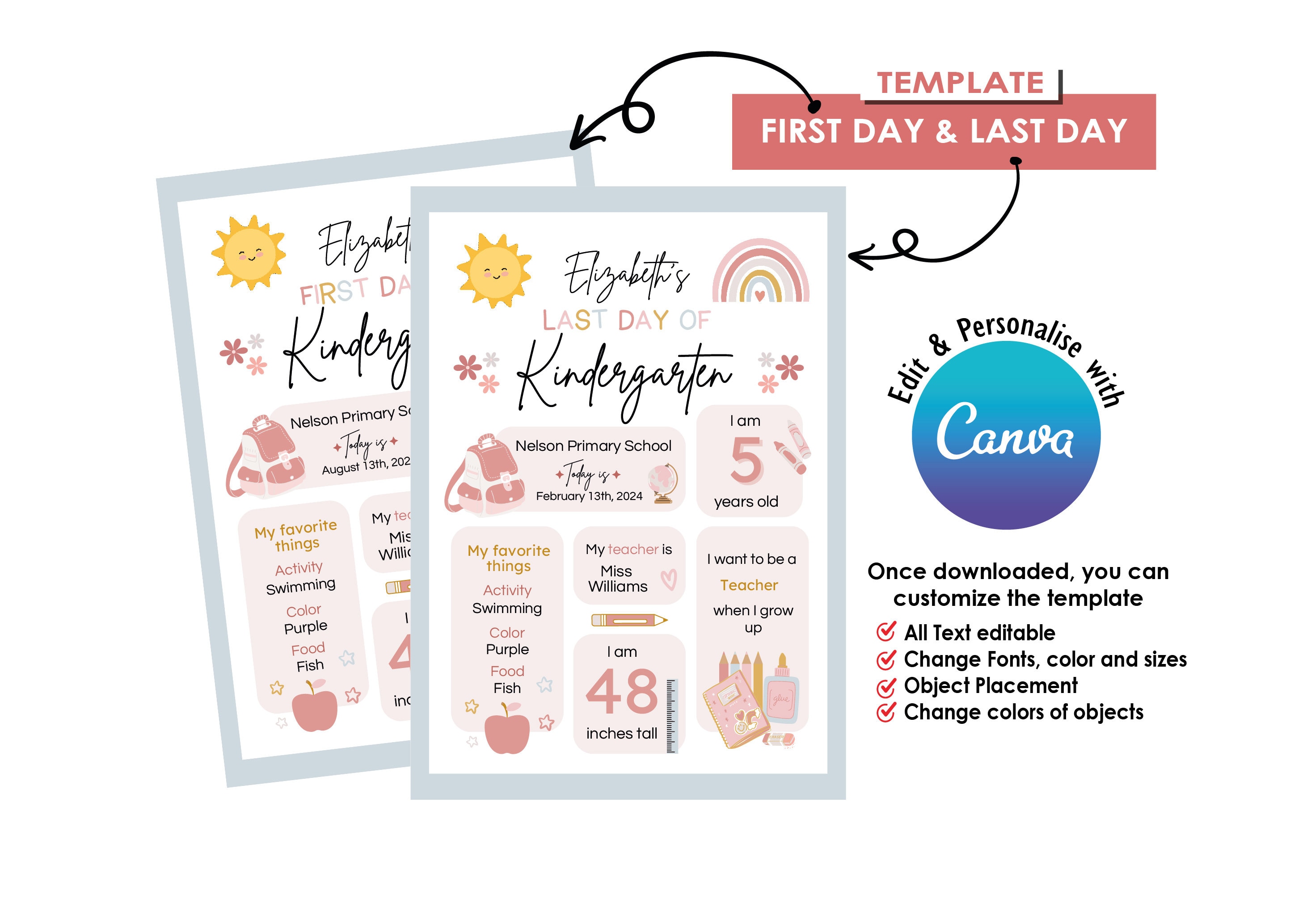 First Day of School Signs 2023 Printable Sign Back to School Instant ...