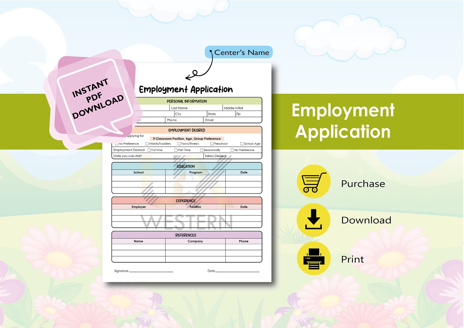 Employee Application for Daycare / Preschool / in Home Daycare ...