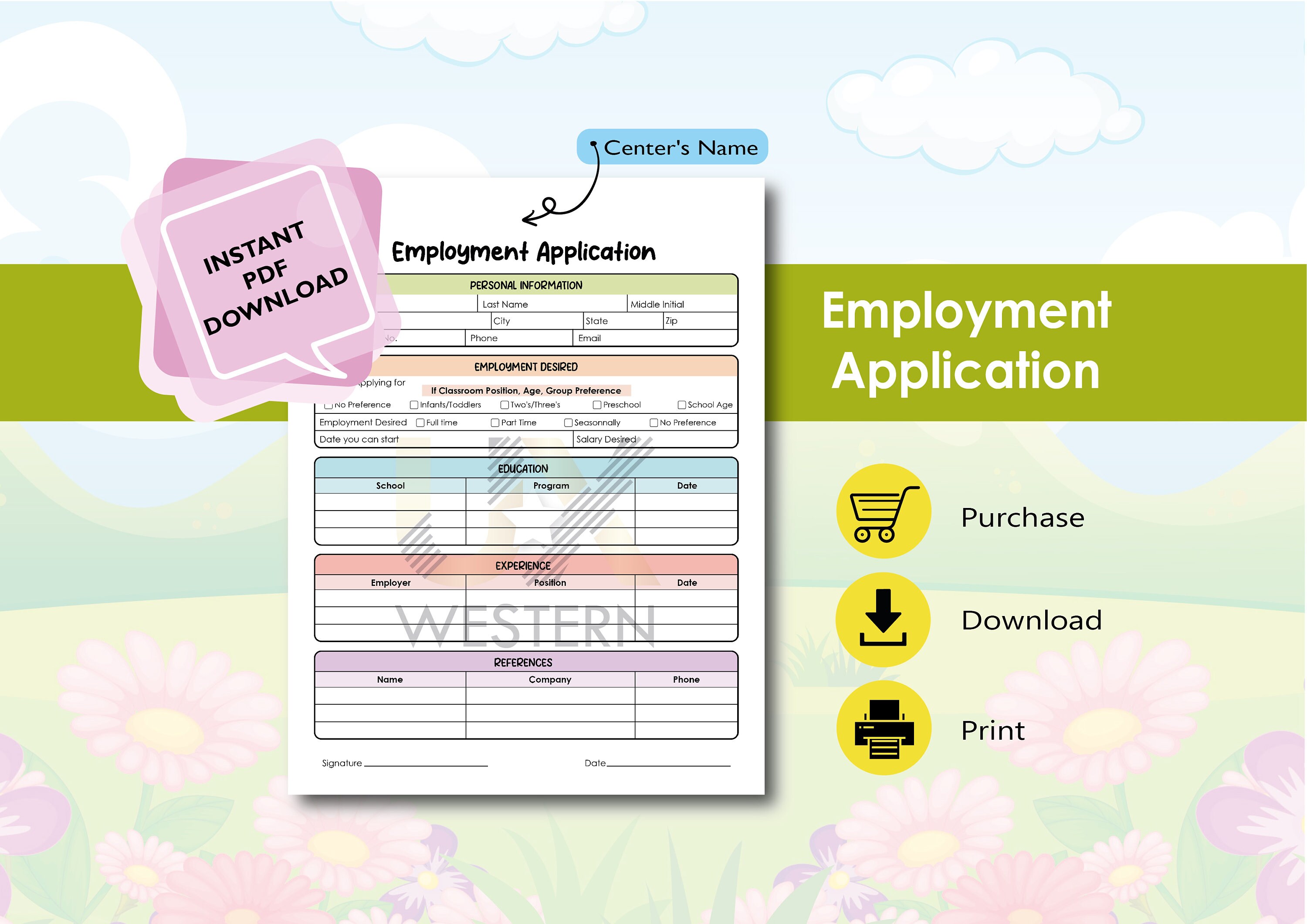 Employee Application for Daycare / Preschool / in Home Daycare ...
